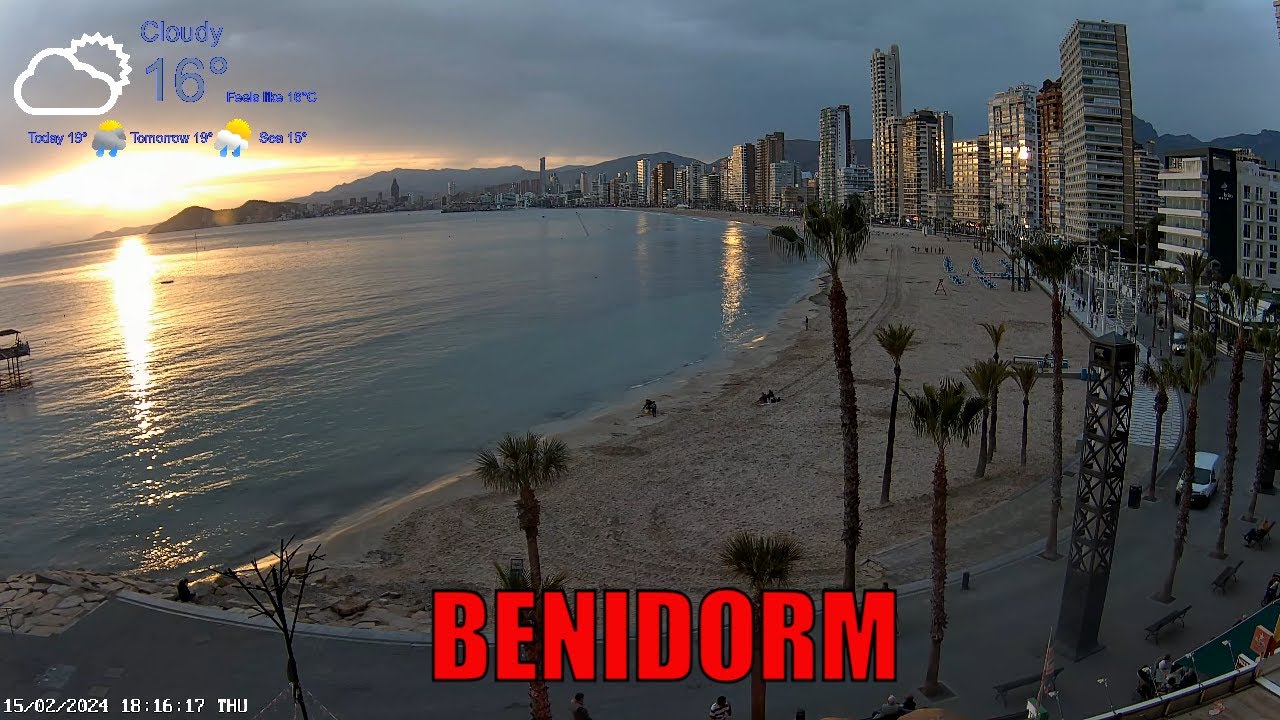 Benidorm Live Beach Cam 🇪🇸 Streamed 15th February 2024 (2) - YouTube