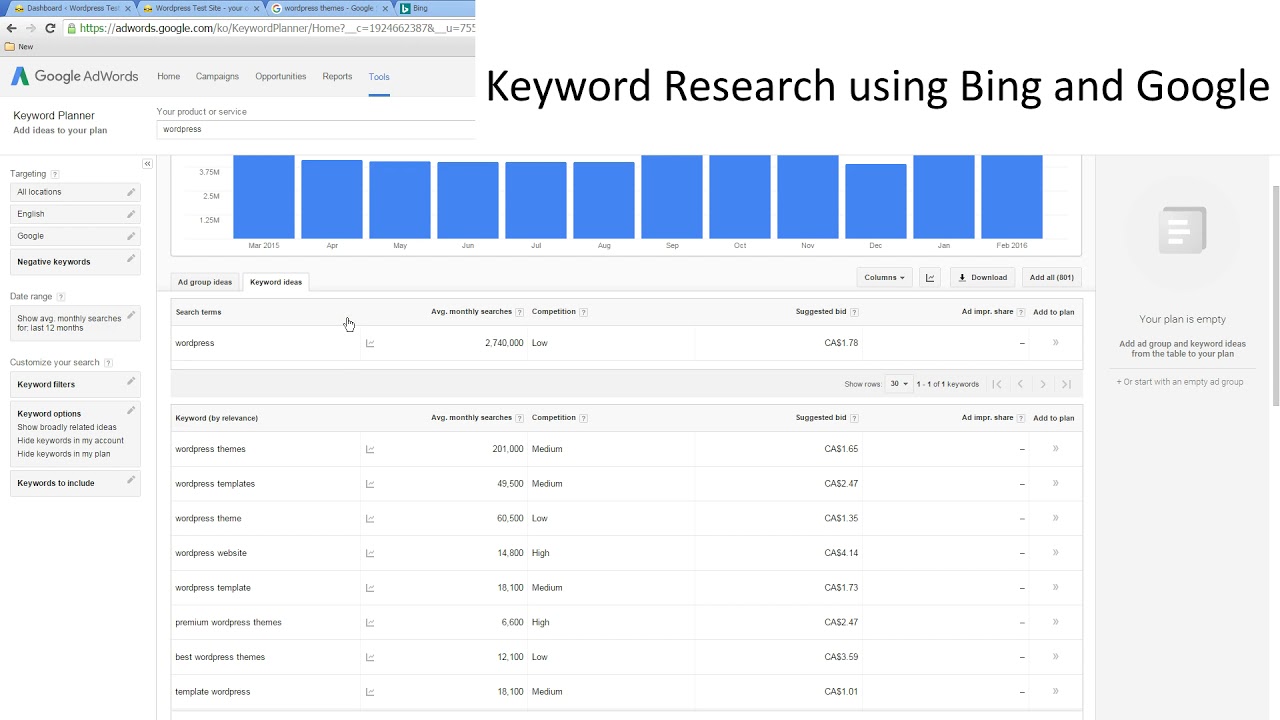 11 - Keyword research Bing and Google Adwords - SEO Basics Tips for ...