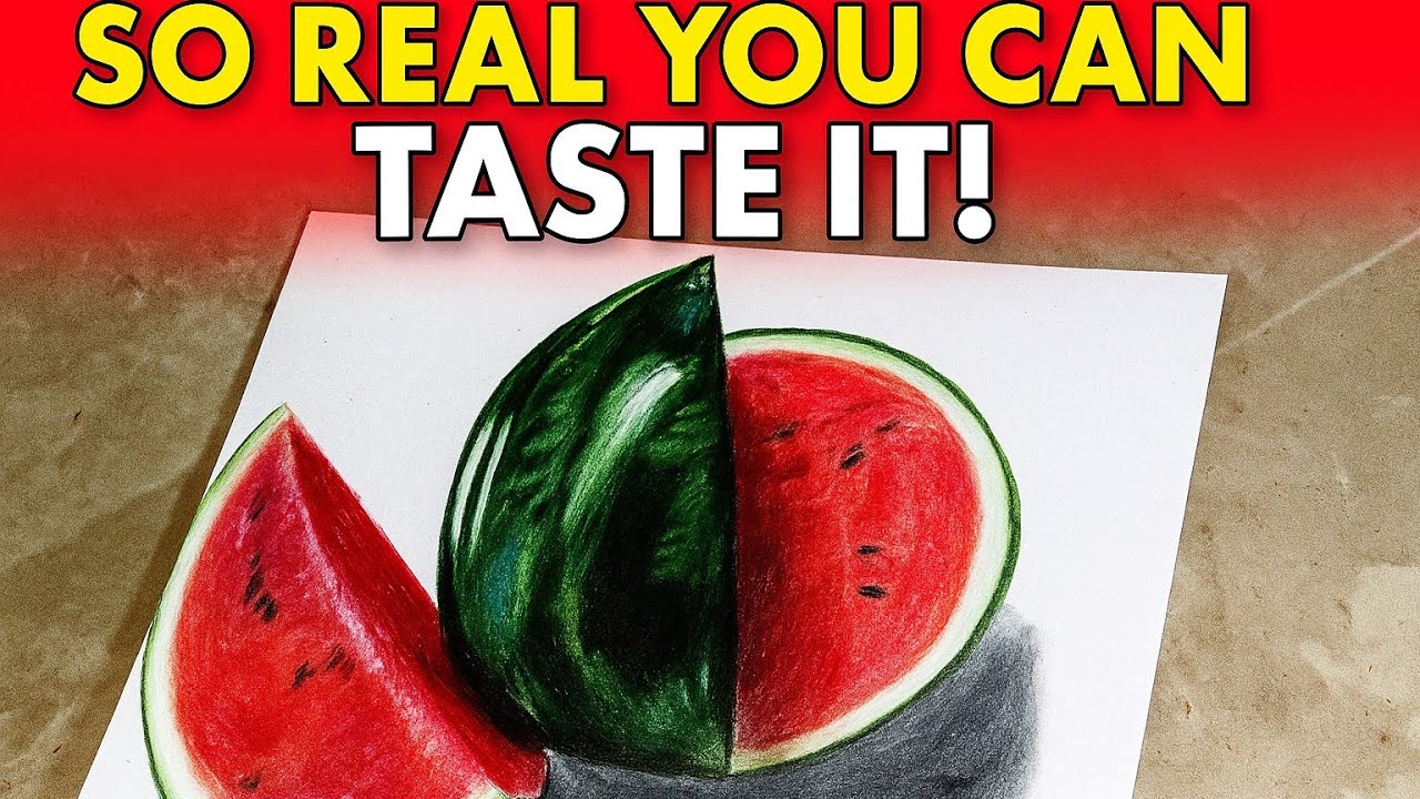 Realistic Watermelon Drawing | Hyper-Realistic Fruit Art - YouTube