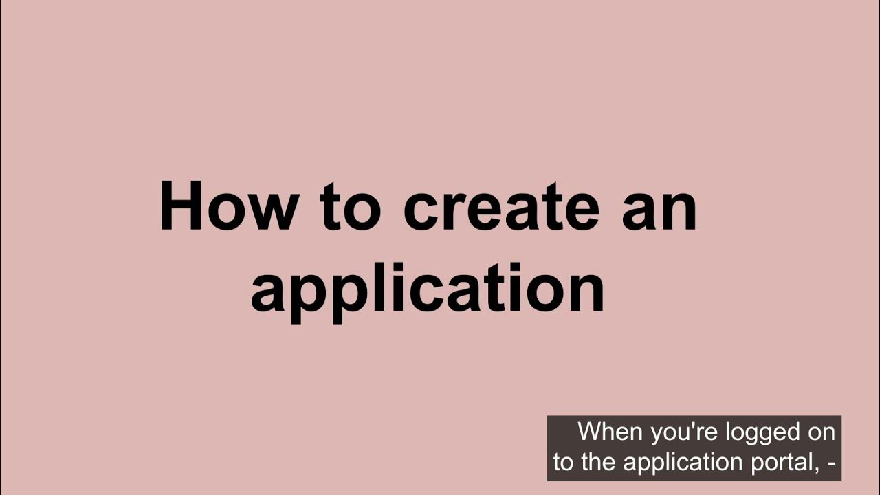 How to create an application - YouTube