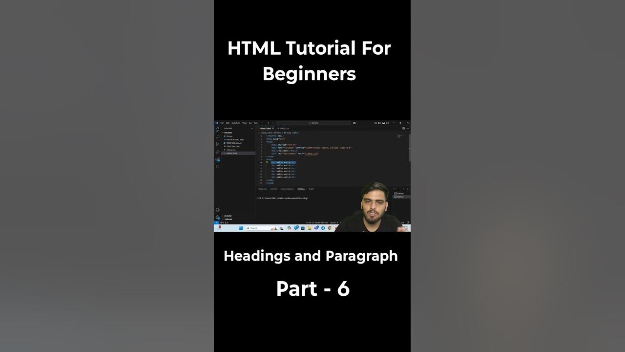 Html Headings And Paragraph Html Tutorial For Beginners 3 Part 6 Htmlcourseinhindi