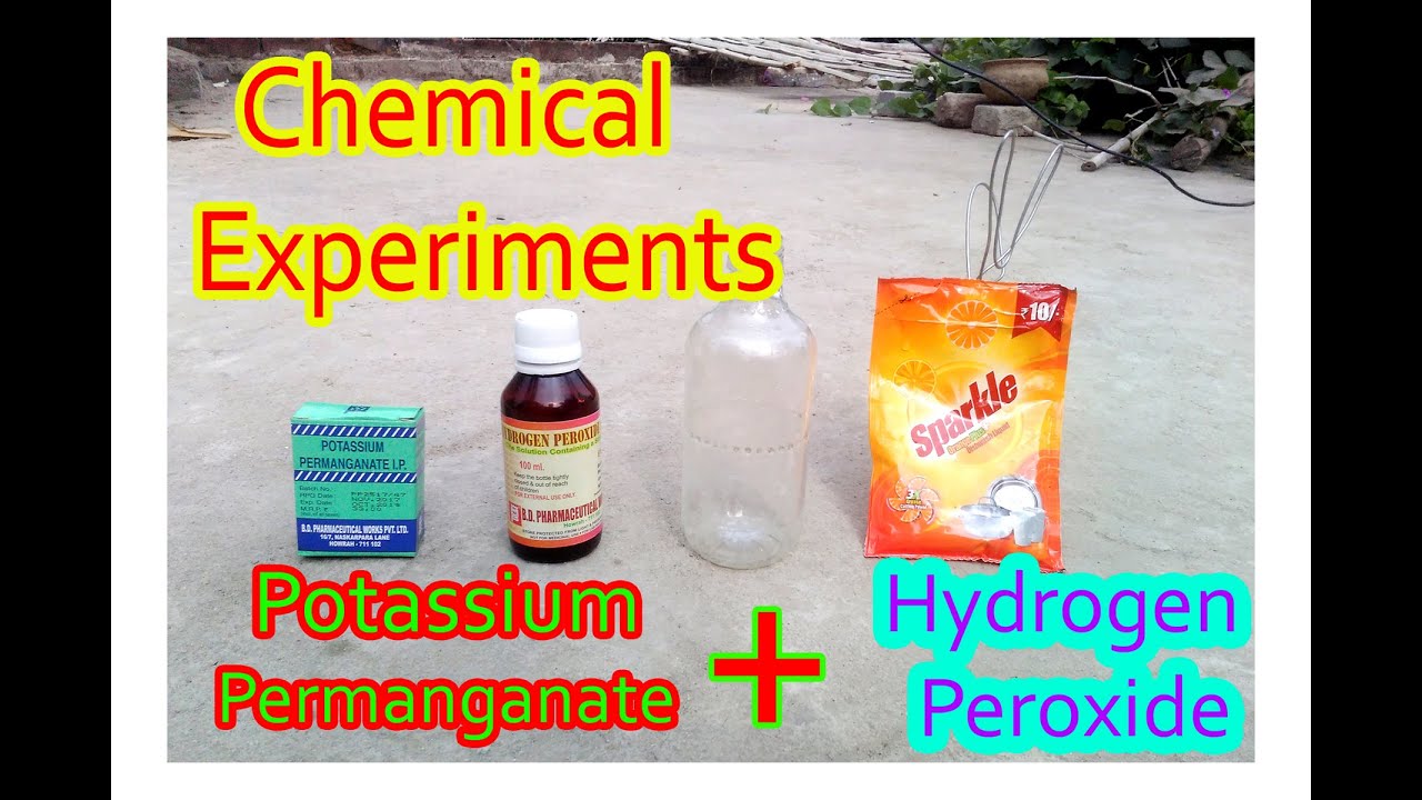 Chemical Experiments Hydrogen Peroxide Potassium Permanganate Youtube