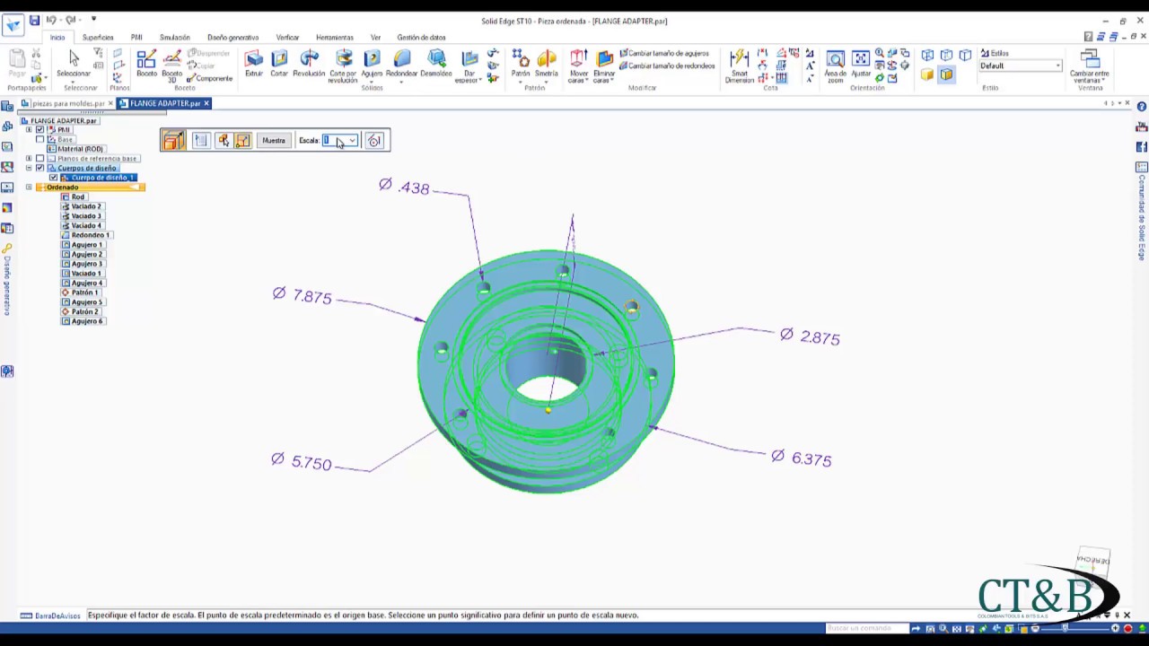 Solid Edge ST10 - Cuerpo en escala - YouTube