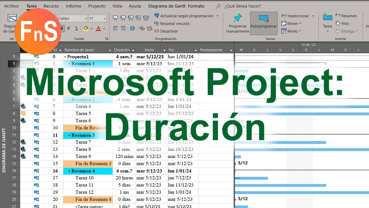 Duración de las Tareas en Microsoft Project: paso a paso. - YouTube