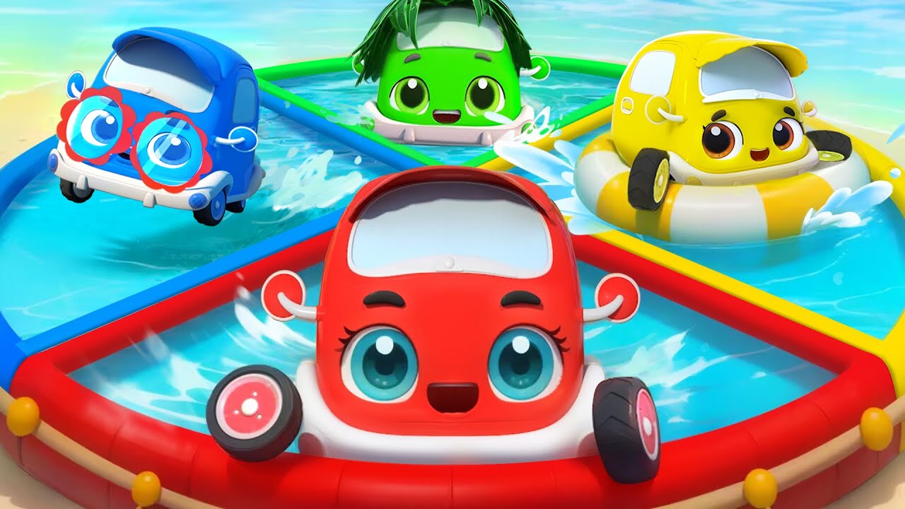 Five Little Cars Go Swimming | Learn Colors | Kids Cartoon | Kids Songs ...