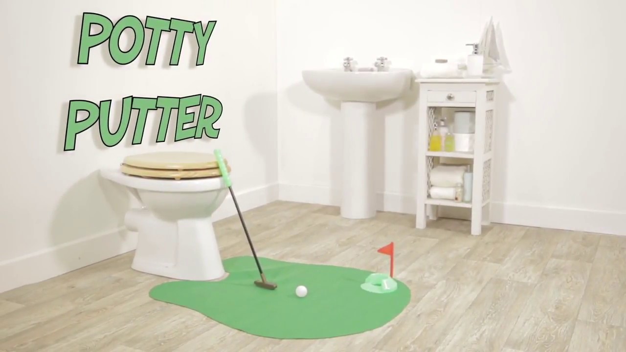 Potty Putter Toilet Putting Mat Golf Game for Bathroom - YouTube