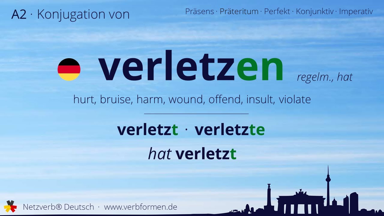 Konjugation des Verb „verletzen“ - alle Zeitformen lernen, Übersetzung ...