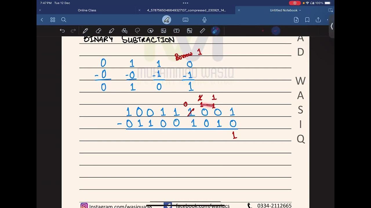 Binary Subtraction Data Representation A Level 9618 Paper1 By Sir Wasiq Youtube