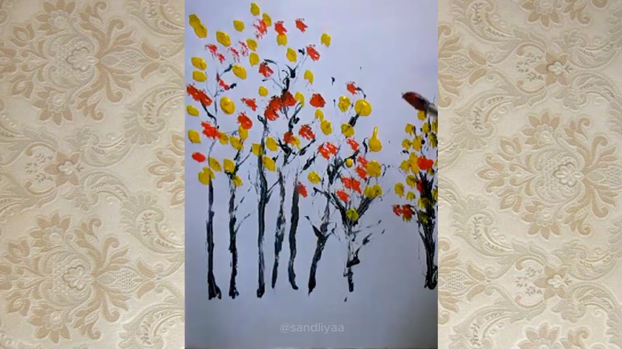 Easy way to paint a Yellow Forest | full drawing Process | Sandliyaa ...