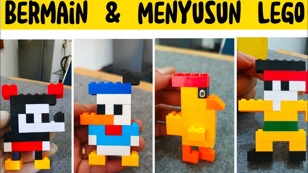 CARA MENYUSUN LEGO KARAKTER MICKEY MOUSE, DONALD DUCK, ANAK AYAM ...