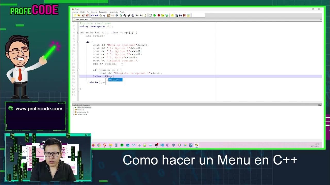 Cómo hacer un menú de opciones en Cpp (Consola) - Profesor de Programación en Perú - YouTube
