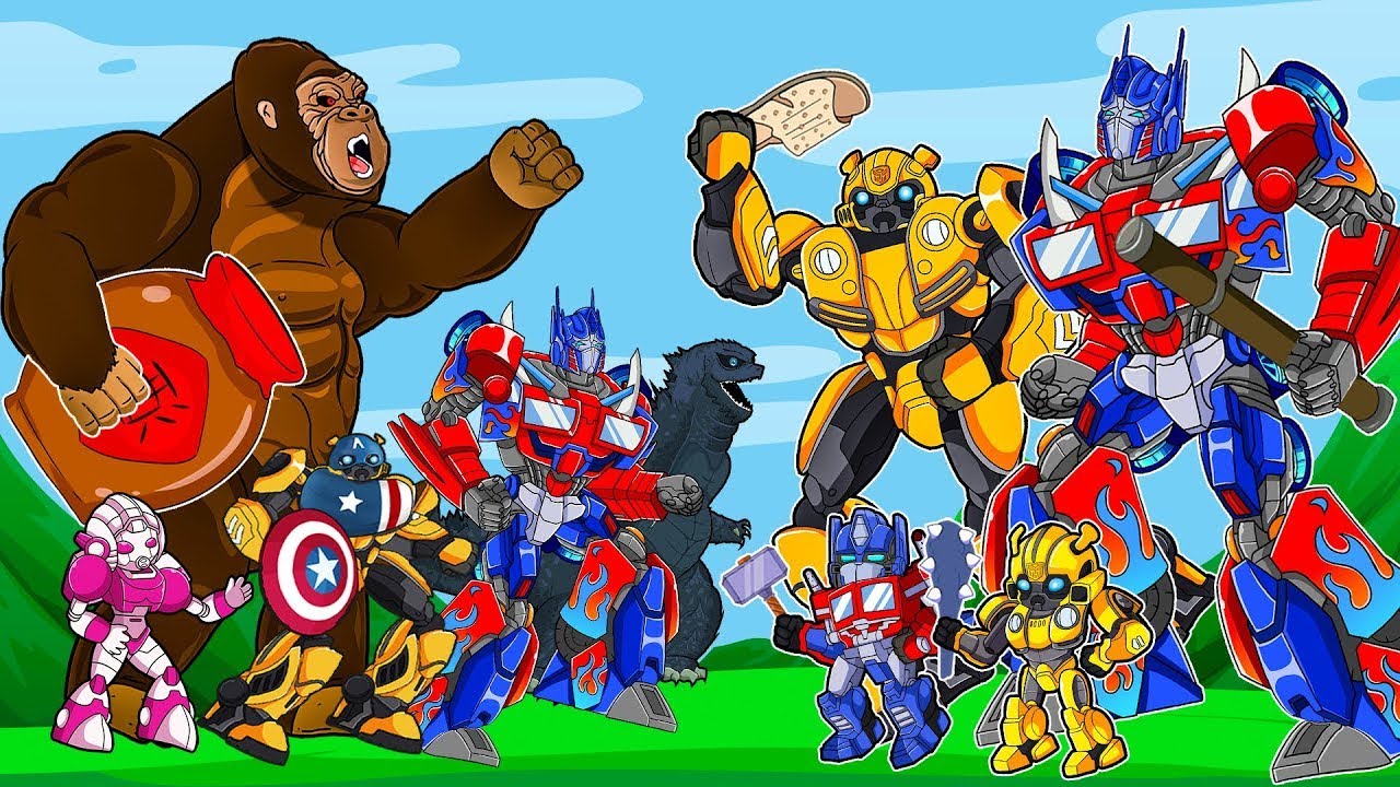 TRANSFORMERS 2D vs GODZILLA | Animation Optimus Bumblebee, Autobot ...