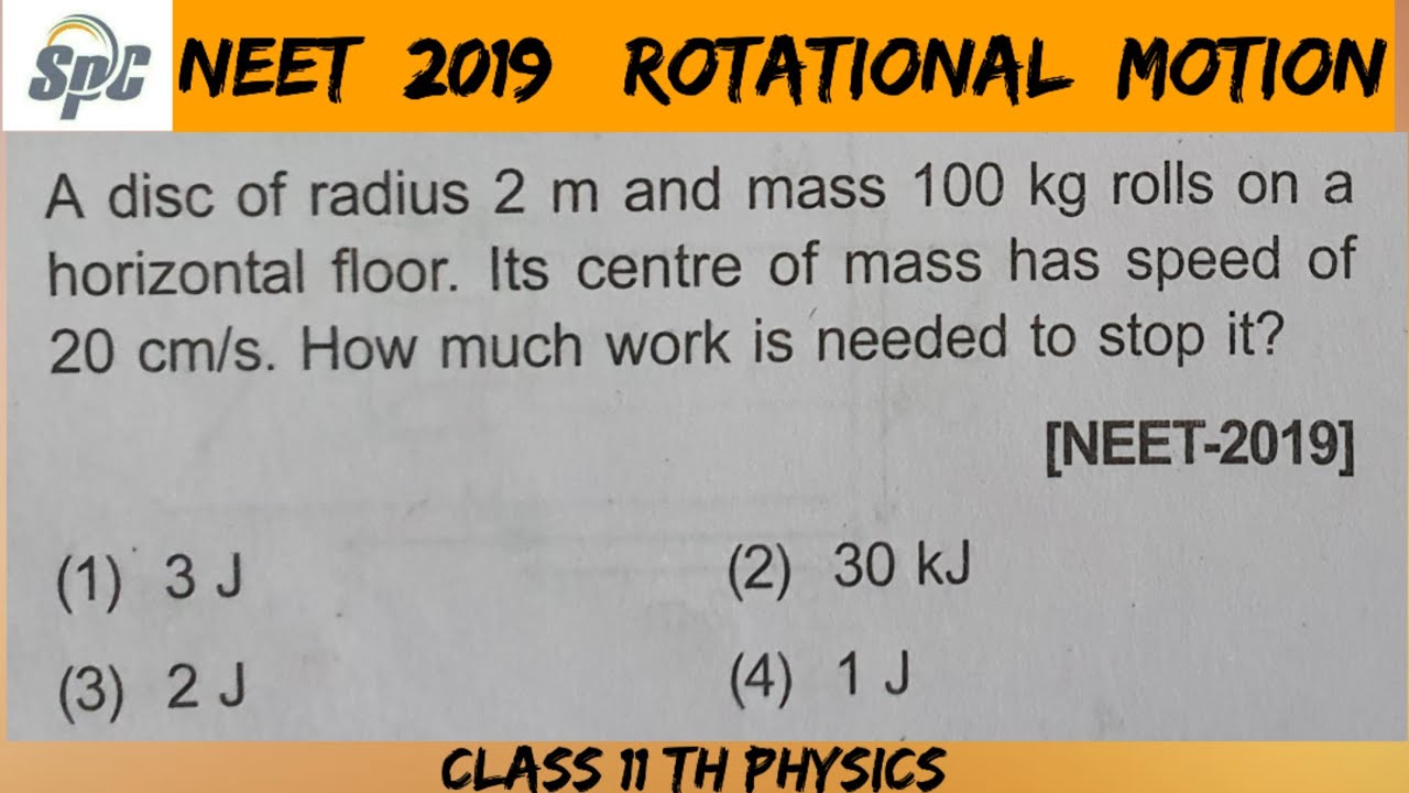 A disc of radius 2m and mass 100kg rolls on a horizontal floor. Its ...