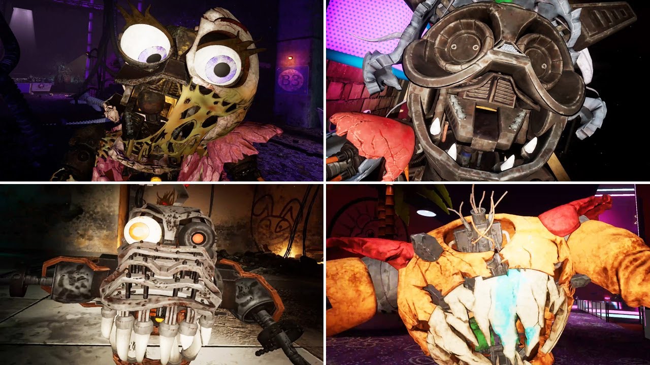 FNAF Security Breach - All Ruin Accurate Animatronics Jumpscares - YouTube