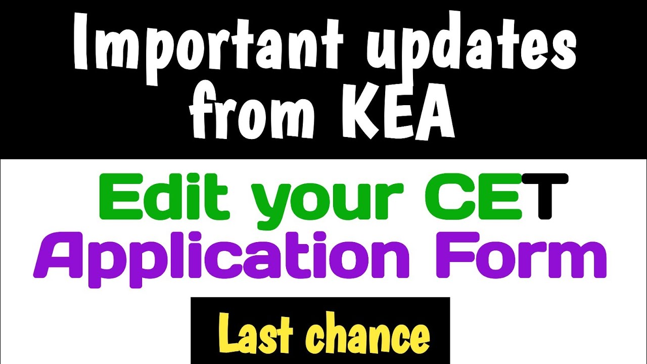 KEA NEW UPDATES / EDIT Your KCET Application Form - YouTube