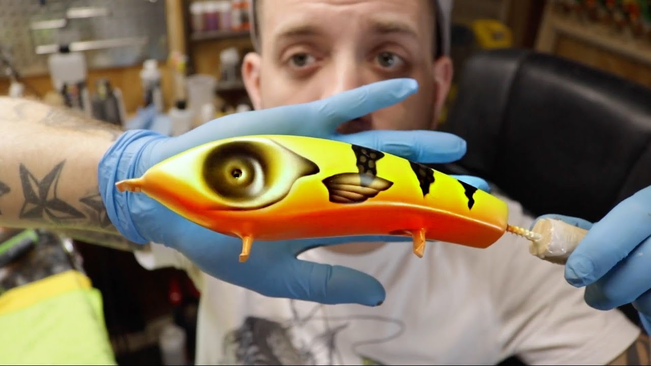 How to Paint Orange Belly Perch | Airbrushing Fishing baits - YouTube
