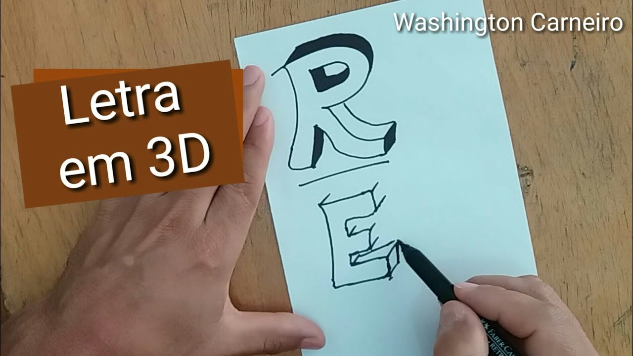 Desenhando letra em 3D - Drawing 3D letter - YouTube
