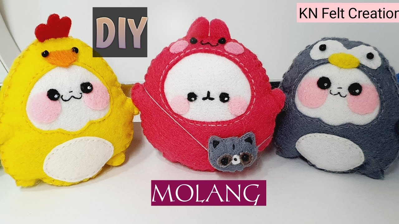 DIY MOLANG with Pink Rabbit Costume 🍀🌈 | Tutorial | Felt Crafts ...