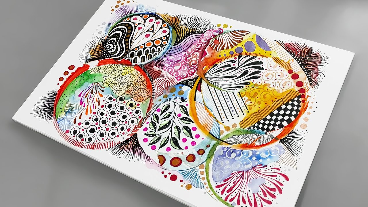 Creative Watercolor Zentangle Art by Hu Art | Relaxing & Fun Painting ...