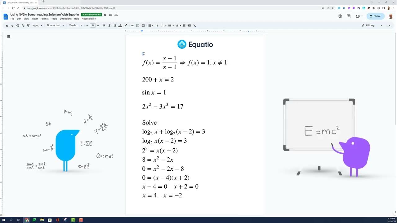 Using NVDA Screenreading Software With Equatio - YouTube