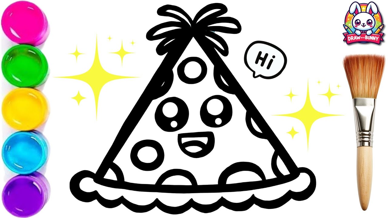 How to Draw a Cute Party Hat | Step by Step | DrawWithBunny - YouTube