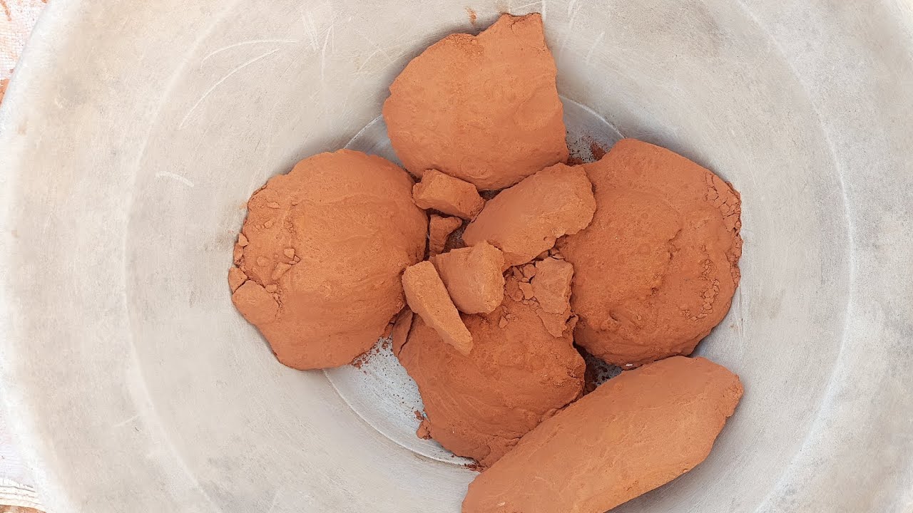 asmr soft smooth dusty pure red mud /red clay sand dry & water ...