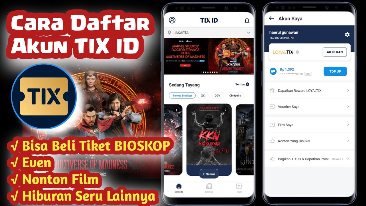 Cara Daftar/Login Akun Di Aplikasi TIX ID - YouTube