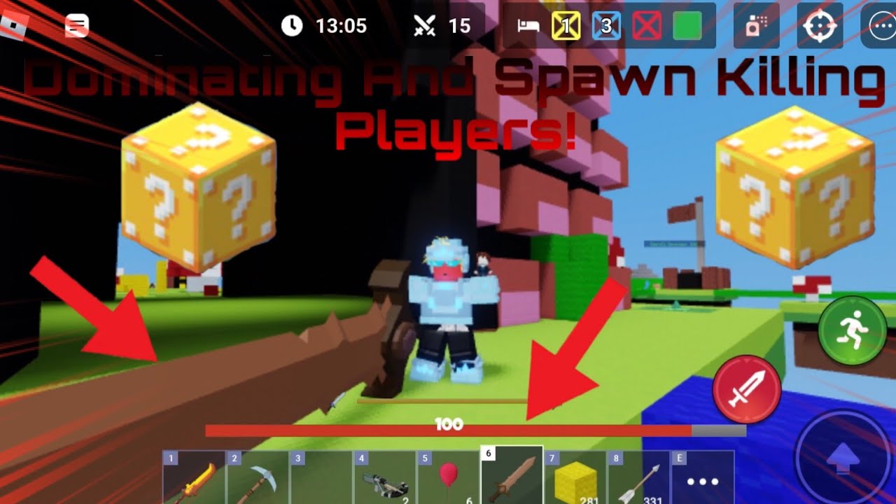 Spawn Killing And Dominating Players With Giant Wooden Sword [Roblox BedWars] - YouTube