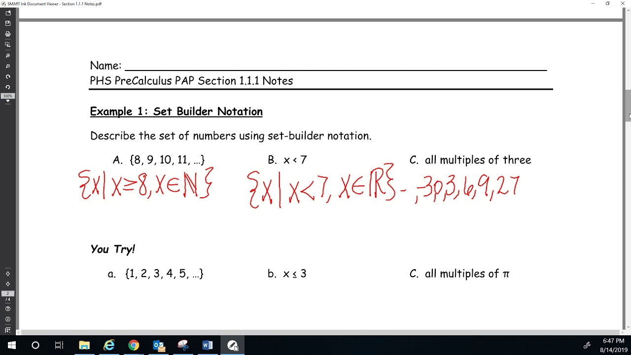 PHS PreCalculus PAP Section 1.1.1 Notes Part 2 - YouTube