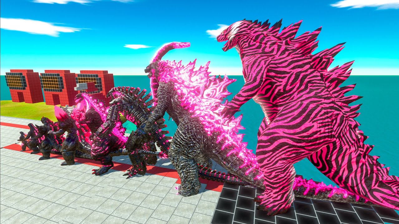EVOLUTION of PINK TIGER GODZILLA 2014 Size Comparison VS Team ICE KING ...