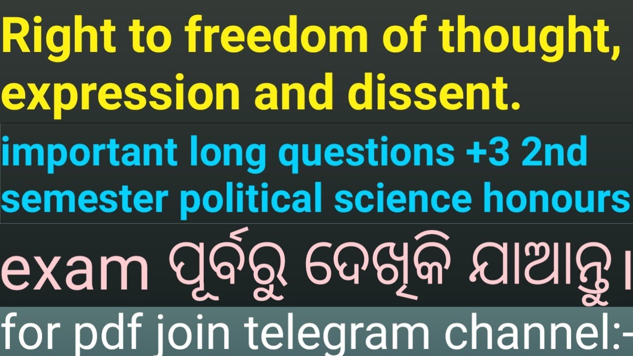 Right to freedom of thought, expression and dissent. important long ...