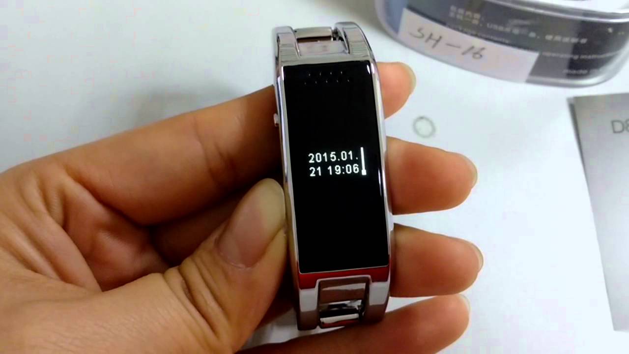 SH-16 Silicon Vibrating Bluetooth Bracelet smart watch with OLED caller ...