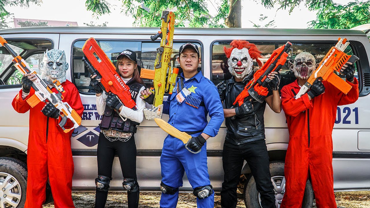 LTT Nerf Mod : Battle City Nerf Guns - 1 Hour Nerf War - YouTube