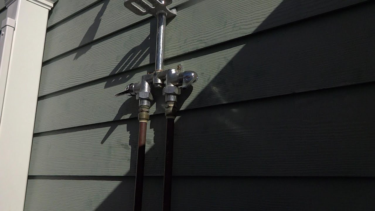 OUTSIDE SHOWER INSTALLED WITH NO WAY TO WINTERIZE IT - YouTube