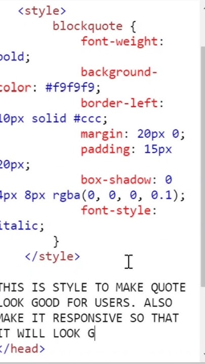 Html Css Basics How To Use Blockquote In Css With Shadow Html Htmltutorial Css3 Youtube