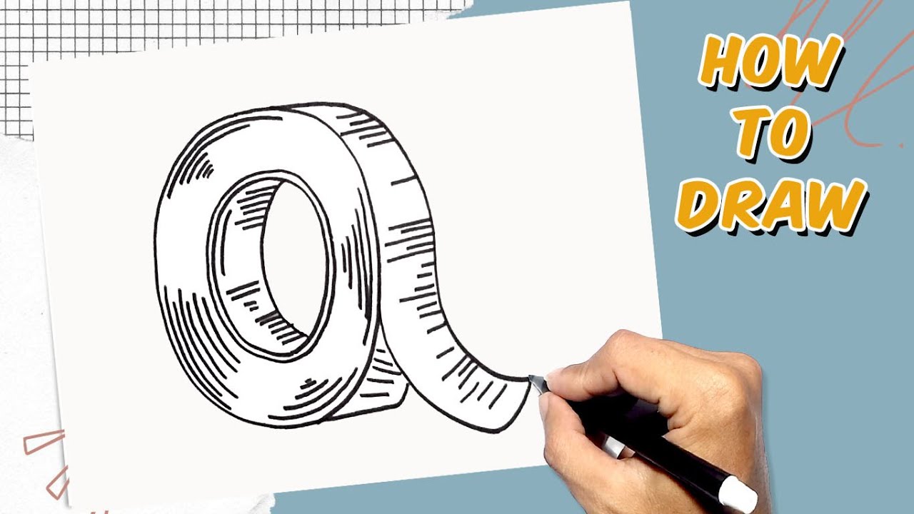 How to Draw Tape roll - YouTube