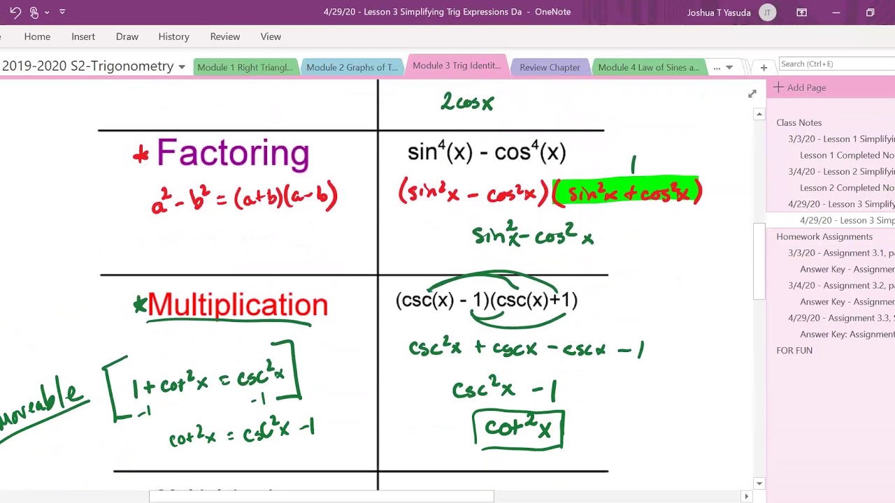 Strategies for Simplifying Trig Expressions - YouTube