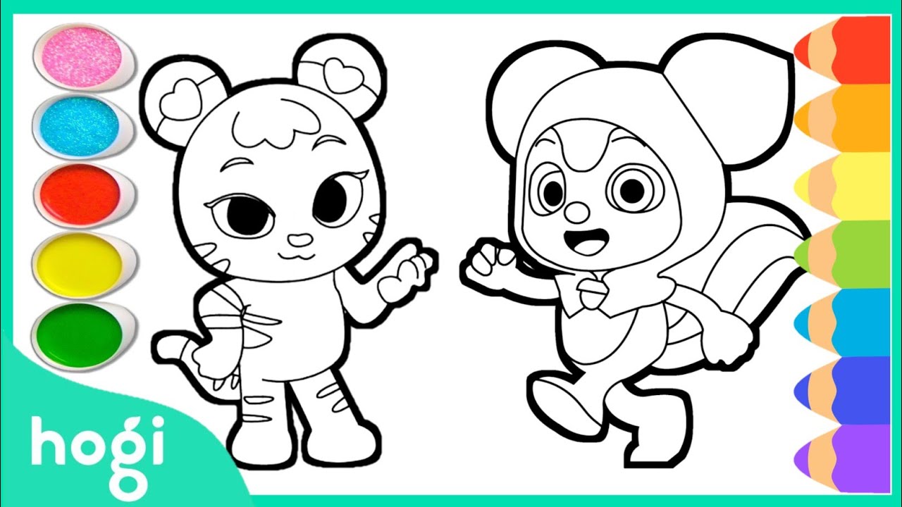 Coloring Pinkfong Friends - Sasha and Chumly | Easy and Popular ...
