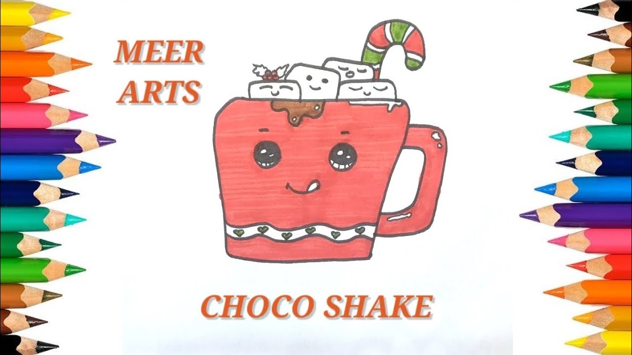How to draw a cute Choco Shake Christmas Cup - YouTube