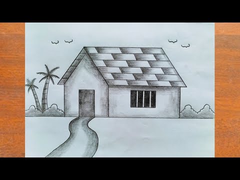 झोपड़ी का चित्र बनाना सीखें / How to Draw a Hut Easy Step By Step ...