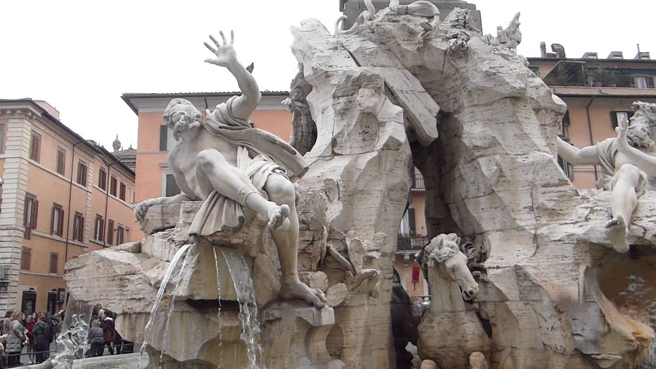 Bernini Fountain of Four Rivers, Piazza Navona, Rome - YouTube