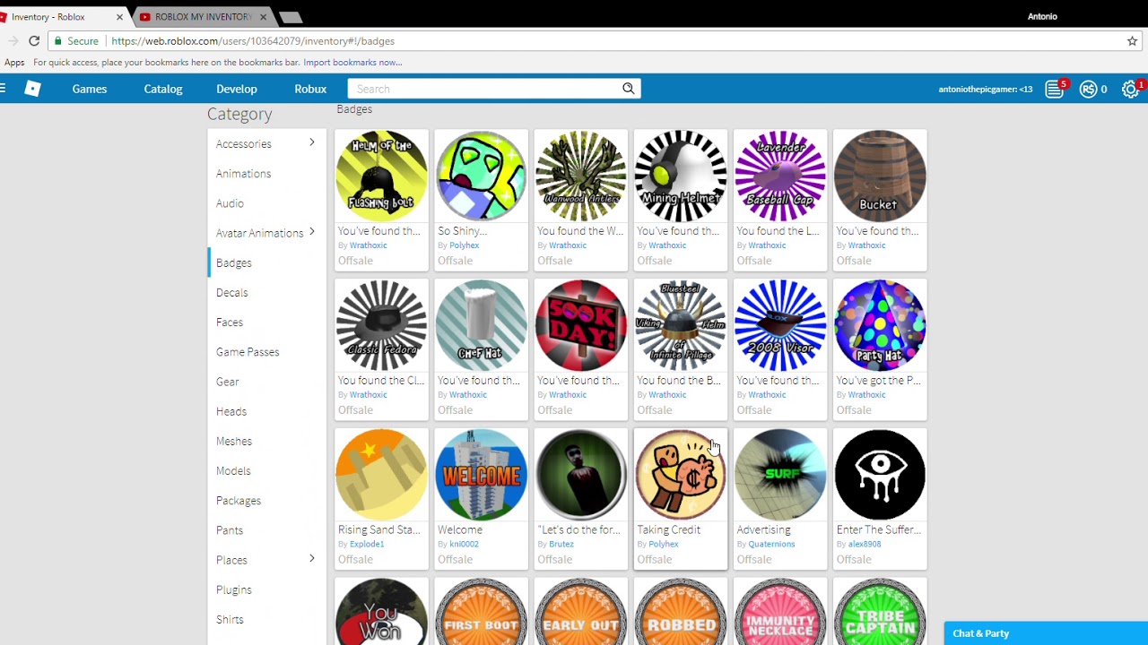 My ROBLOX Inventory - YouTube