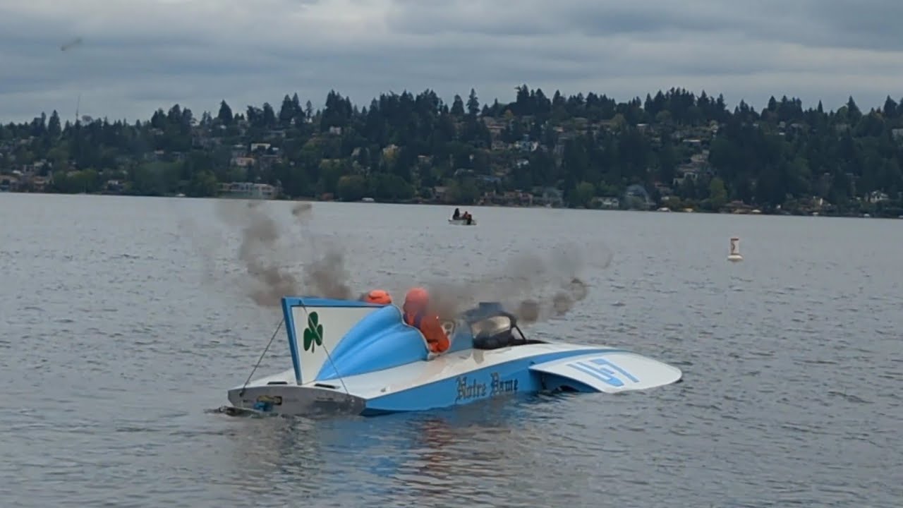 Allison V12 Hydroplane starting up but it gets progressively farther ...