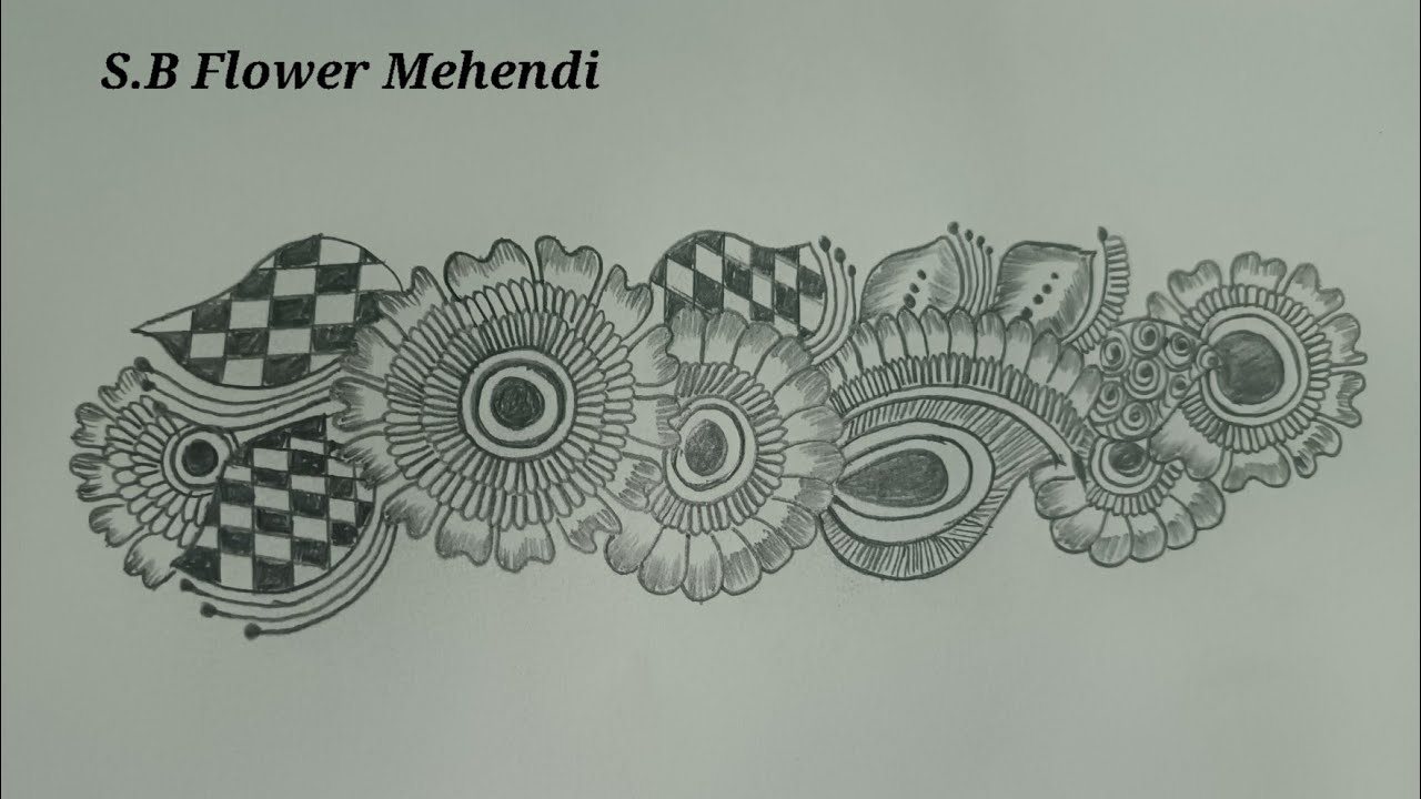 Easy & Beautiful Mehandi Design With Pencil Shade/ Mehandi Drawing ...