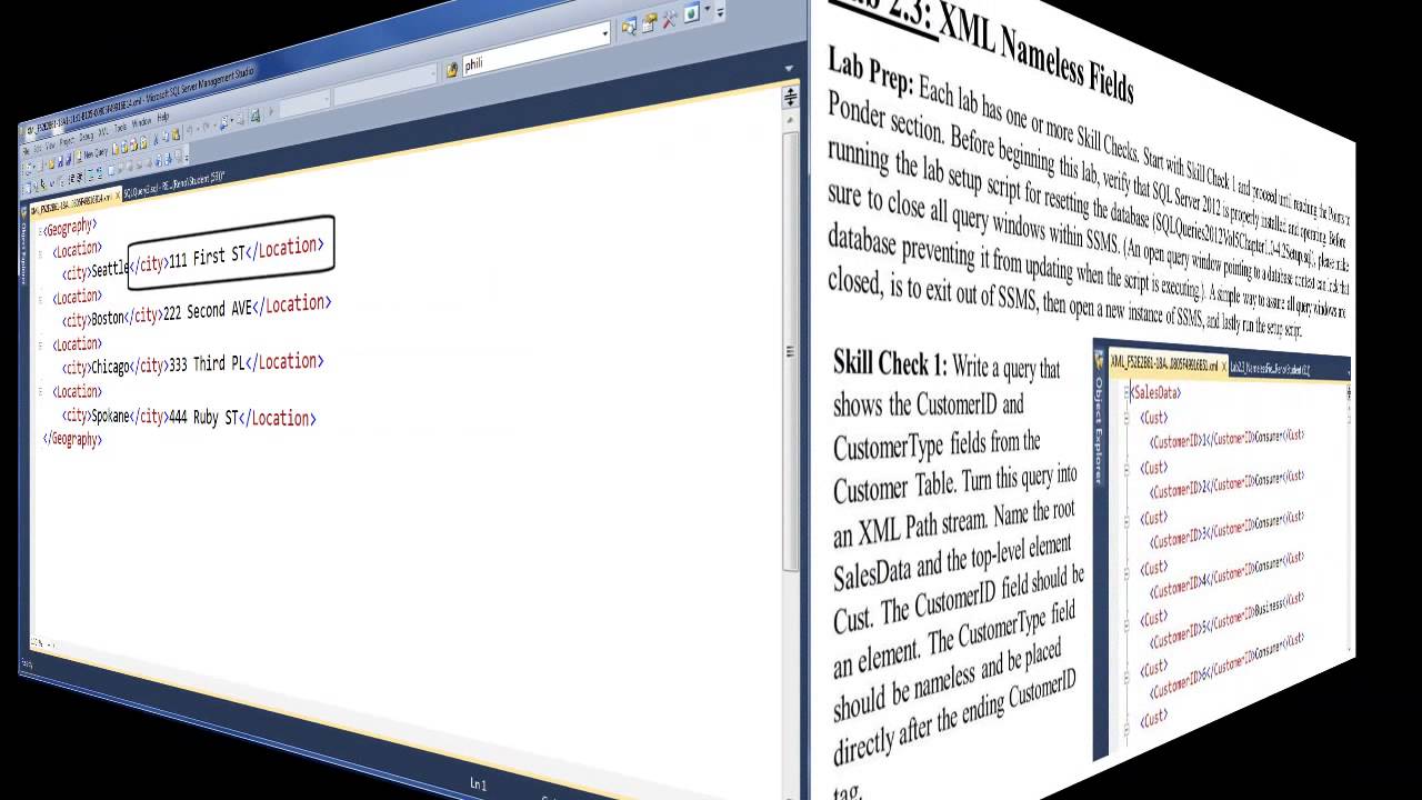 SQL 2012 XML Nameless Fields Lab 2.3 - YouTube