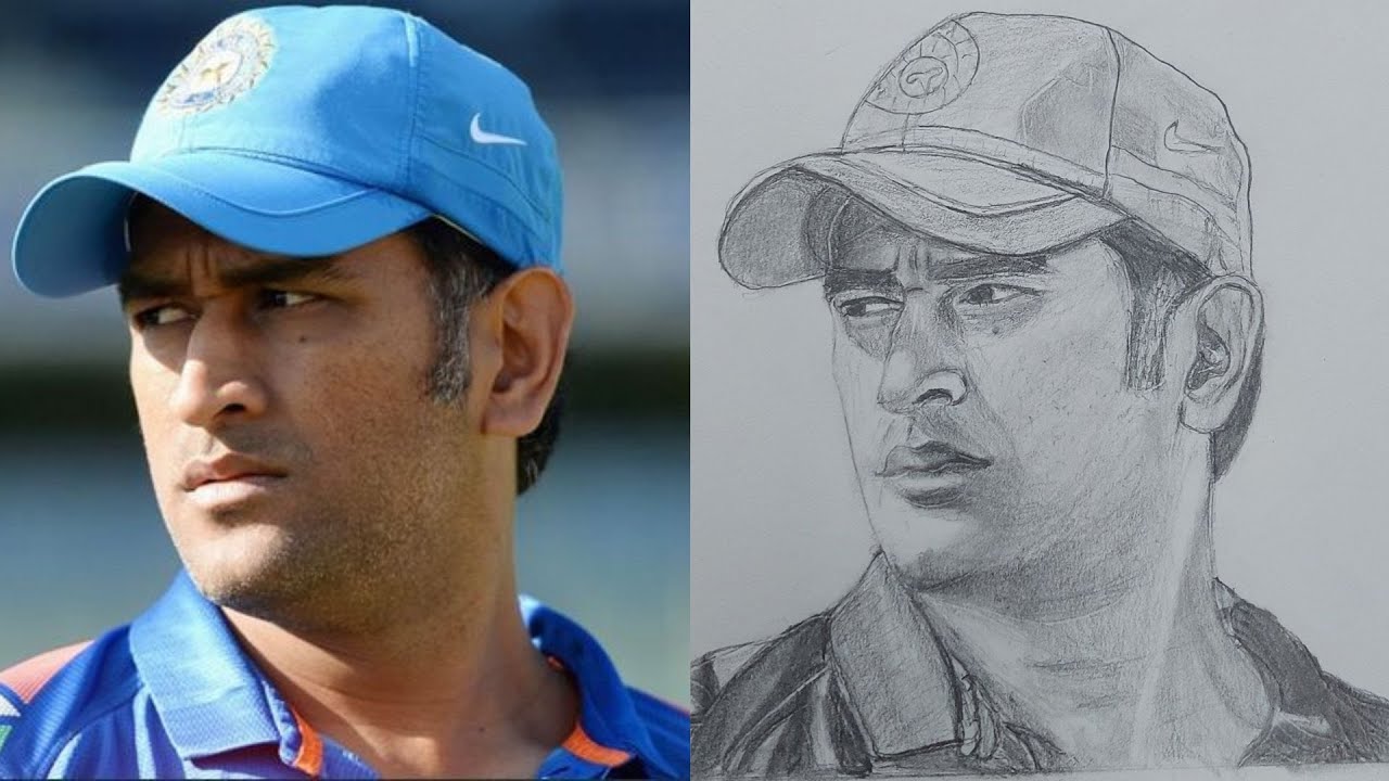How to Draw MS Dhoni | Cricket Player Easy Drawing Tutorial - YouTube