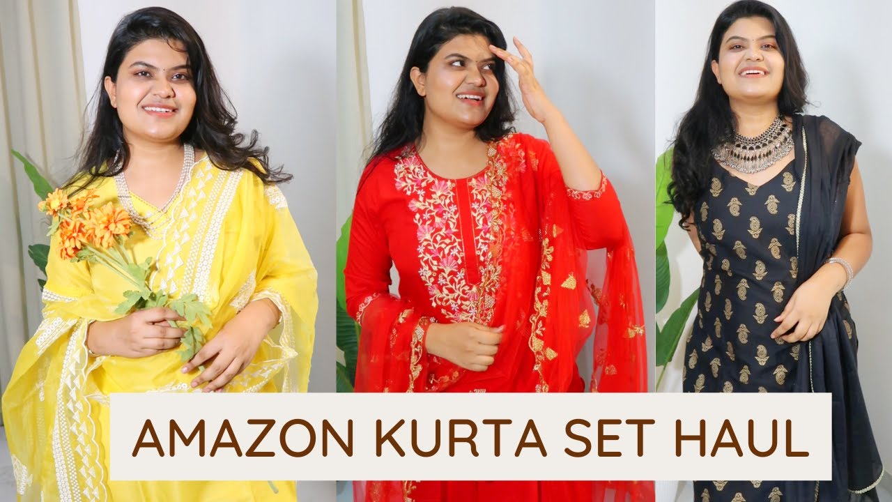 Amazon kurta set haul | summer affordable cotton kurta set with dupatta ...