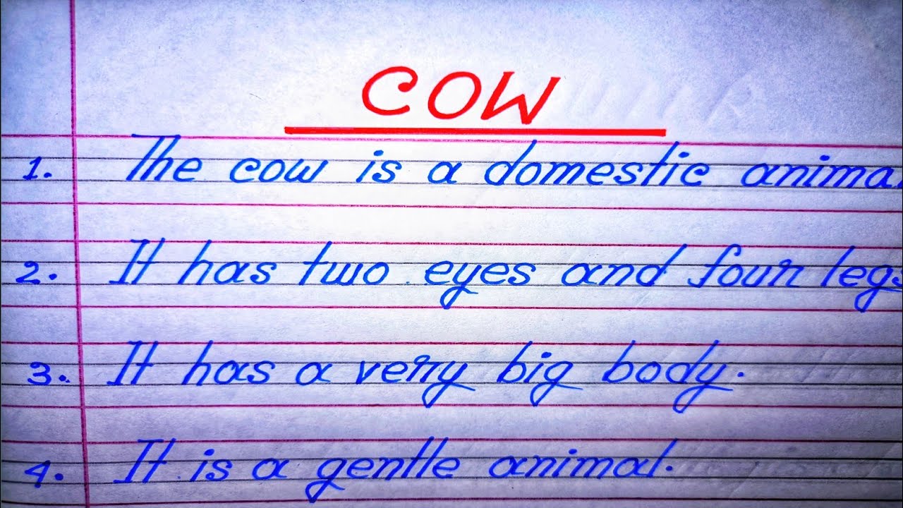 Cow essay in english | 10 line on cow in english writing | Handwriting ...