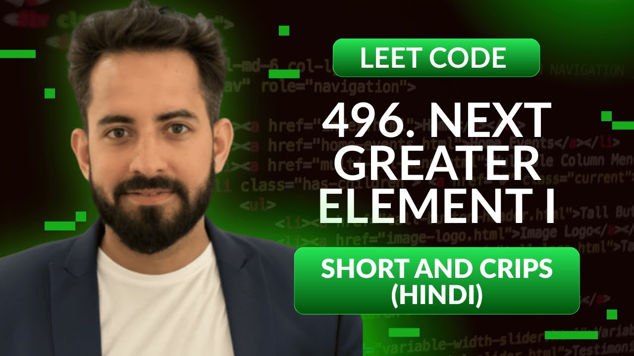 Leetcode 496. Next Greater Element I | Hindi | Python | Leetcode | Optimized way - YouTube