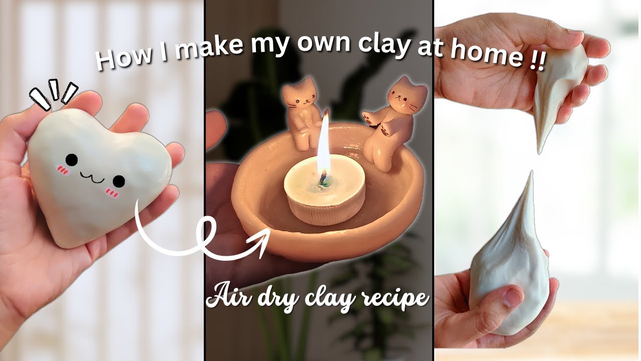 🤭How I make my own air dry clay at home | cold porcelain Air dry clay ...